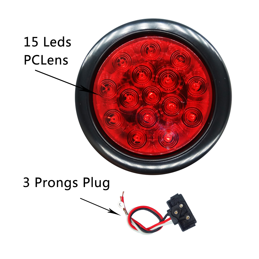 Round Tail Lights 4 Inch Round Red Stop, Turn & Tail LED Light W ...